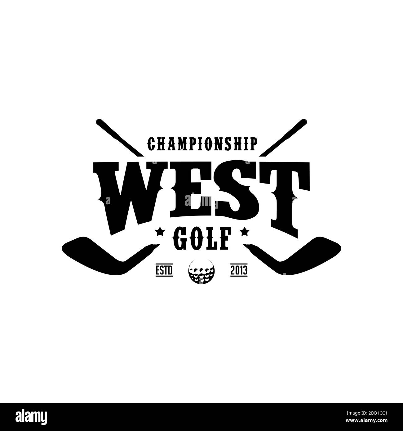 Western Golf Logo design, Vintage retro crossed stick golf badge label ...