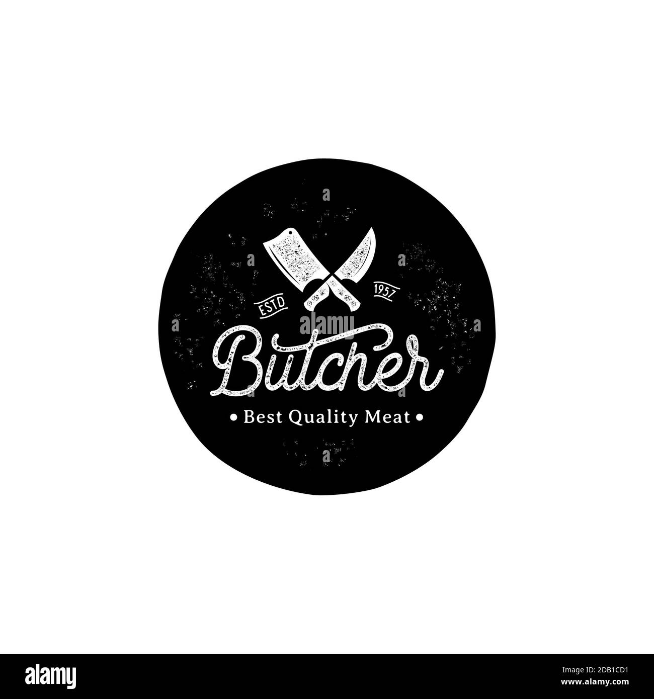 Vintage Retro rustic grunge crossed cleavers for Butcher shop label ...