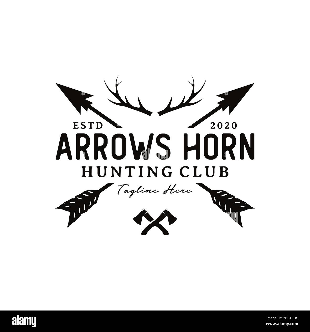 Vintage Rustic Hipster Crossed Arrow with deer antlers and ax logo ...