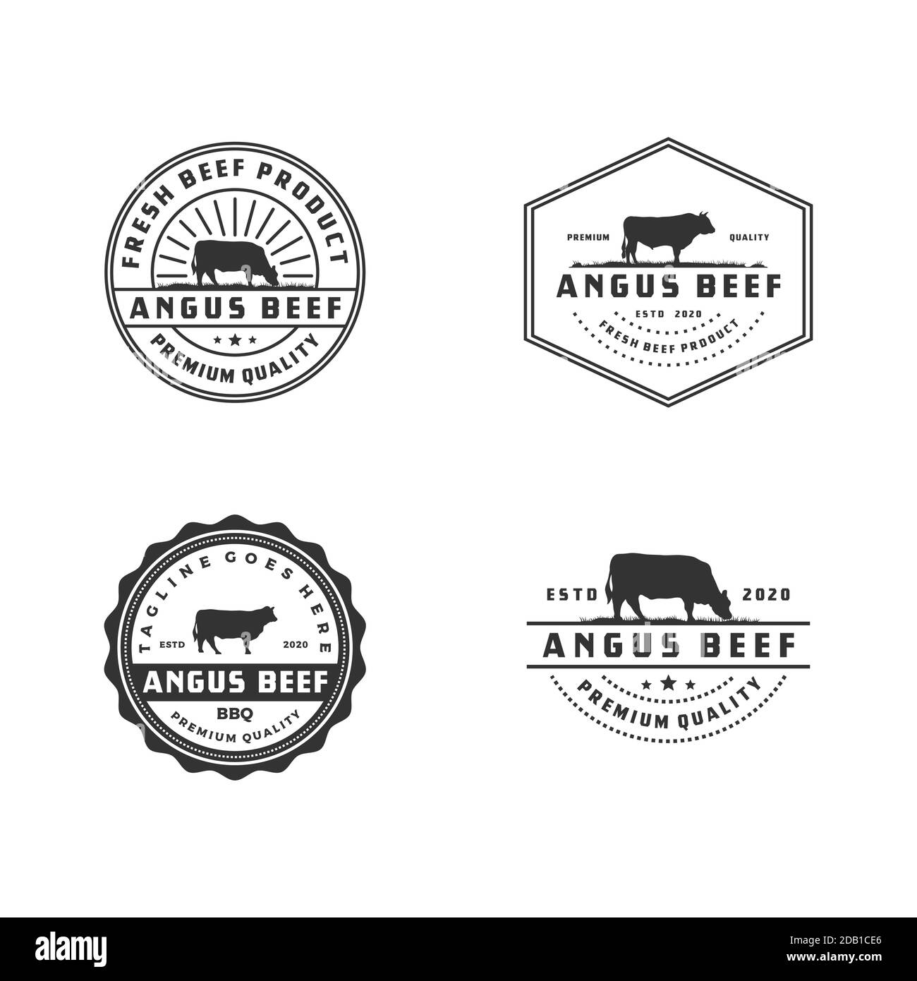 Vintage Cattle Angus Beef Meat Label logo design pack Stock Vector Image & Art - Alamy