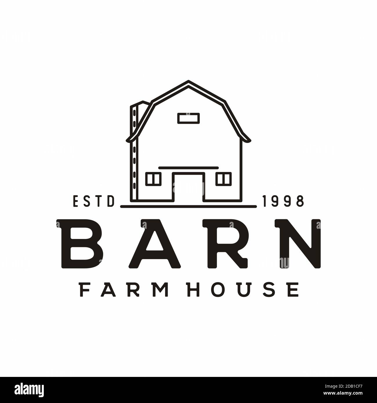 Vintage Retro Line Art Golden Wood Barn Farm Minimalist Logo design ...