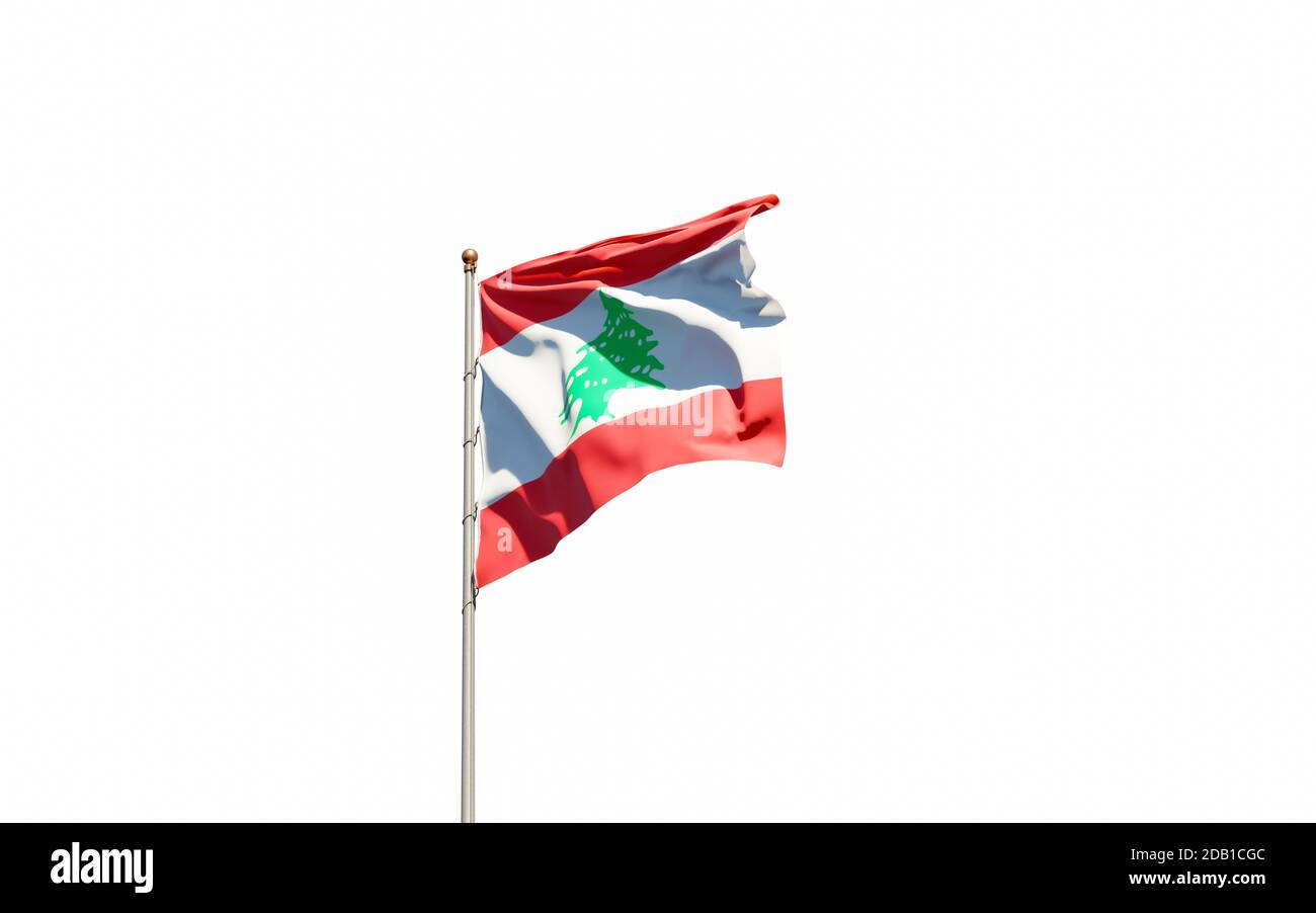 Beautiful national state flag of Lebanon on white background. Isolated ...