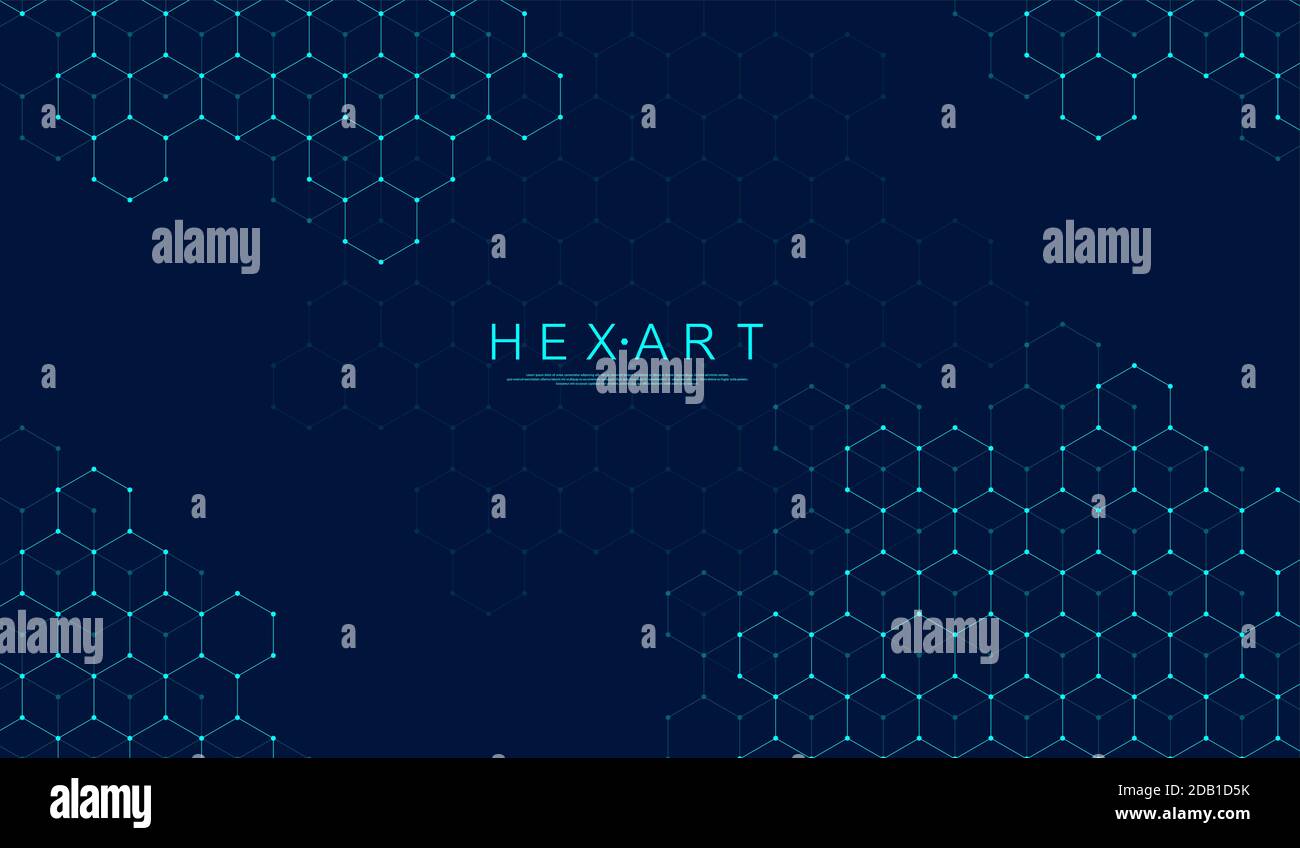 Technology abstract lines and dots connect background with hexagons ...