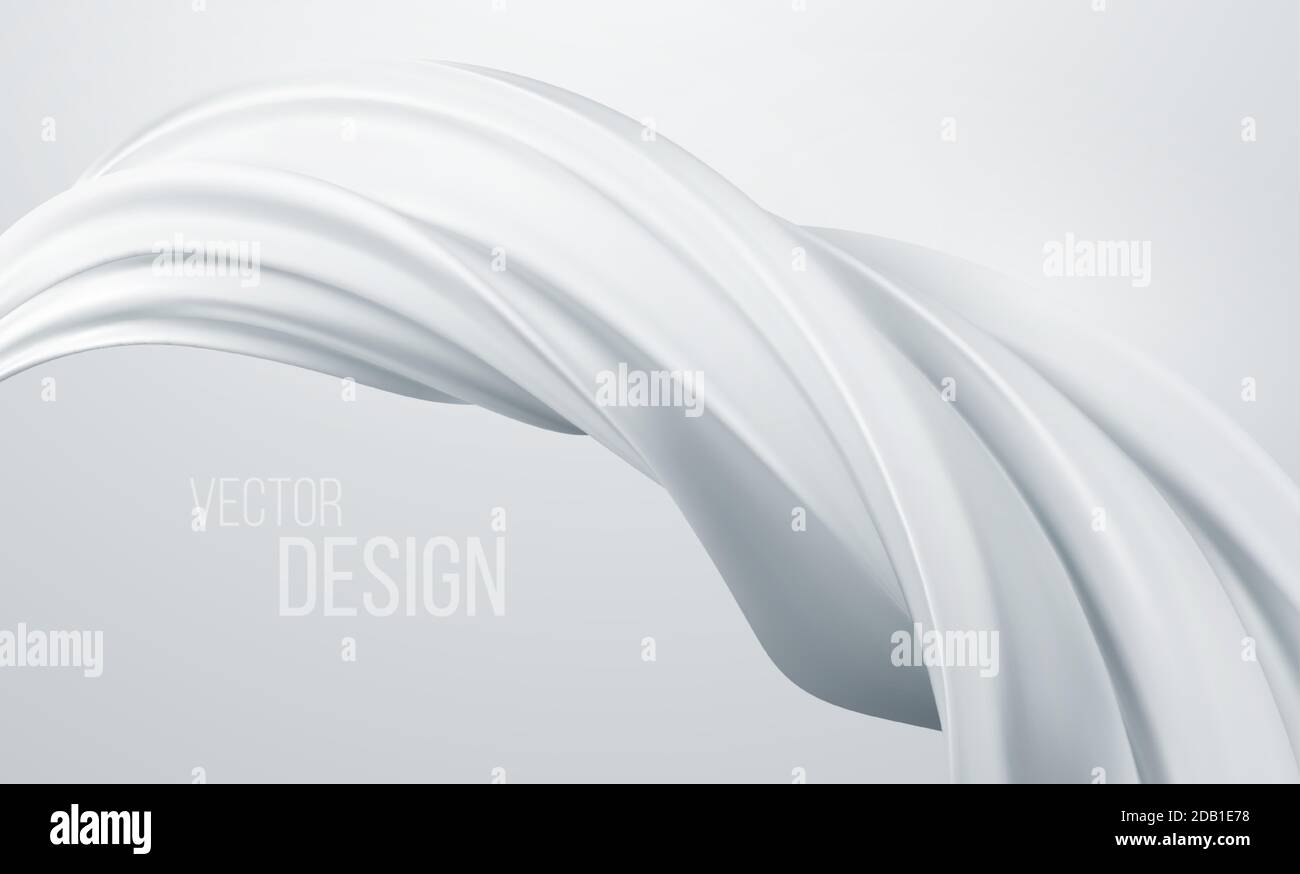 Realistic white swirl shape isolated on white background. Liquid ...