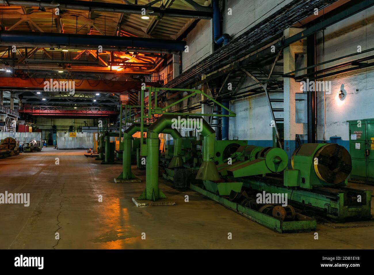 Metalworking workshop. Machine tools in pipe factory Stock Photo - Alamy