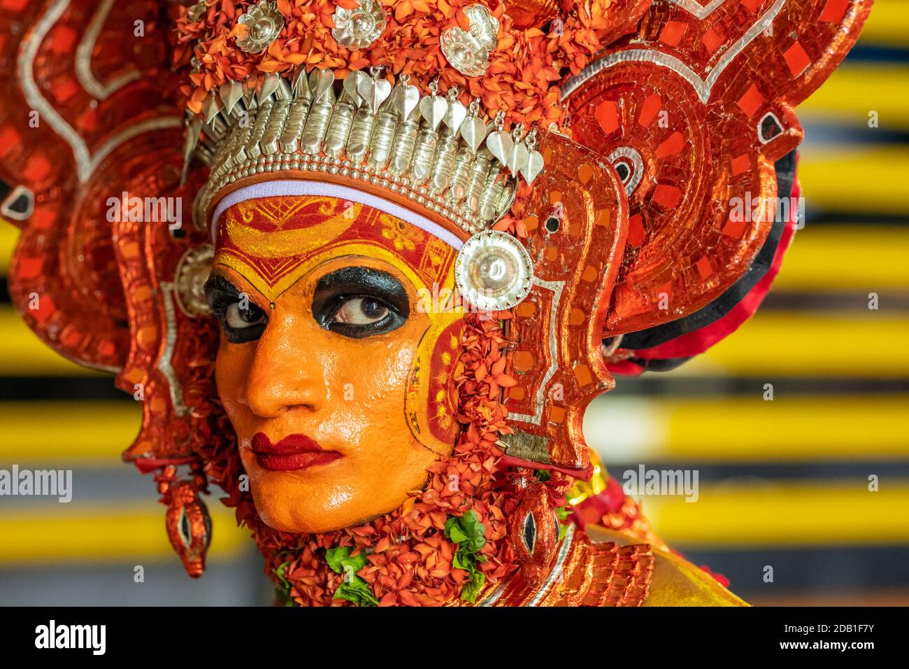 Theyyam artist perform during temple festival in Payyanur, Kerala ...