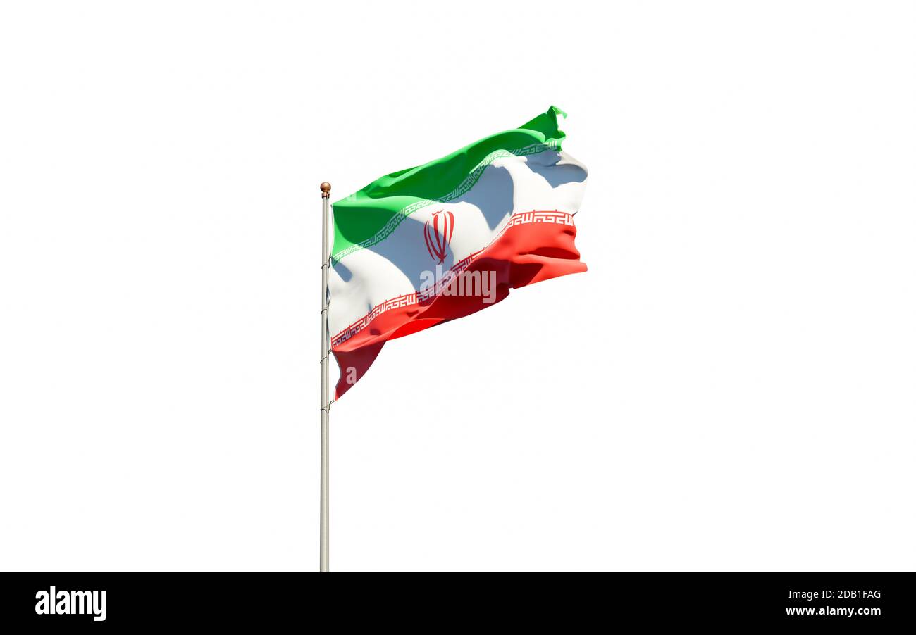 Beautiful national state flag of Iran on white background. Isolated ...