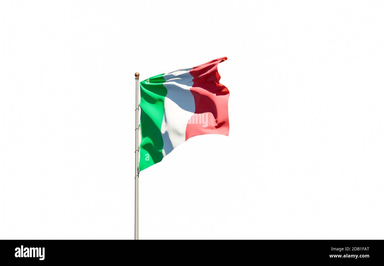 Beautiful national state flag of Italy on white background. Isolated ...