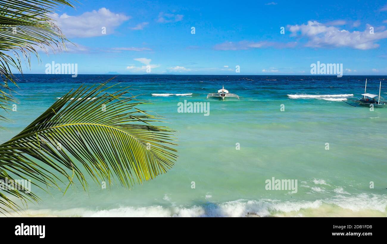 Beautiful tropical beach and turquoise water view from above. Panglao ...