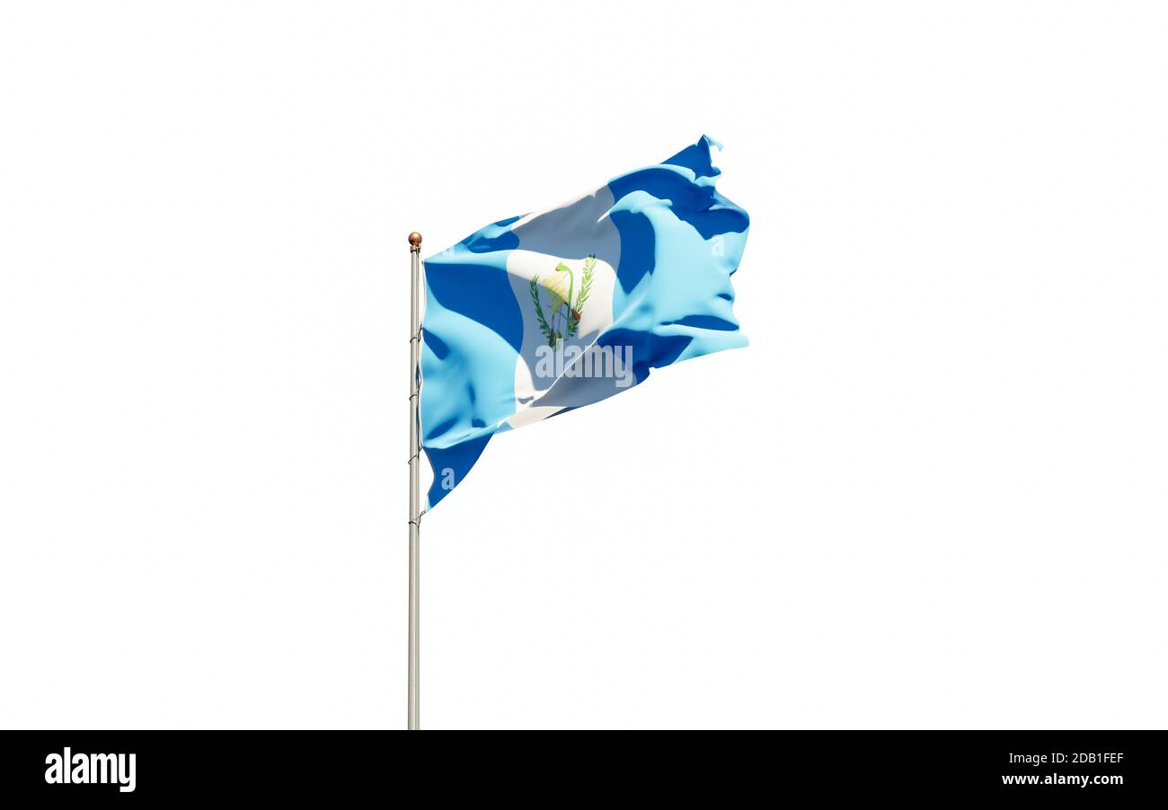 Beautiful national state flag of Guatemala on white background ...