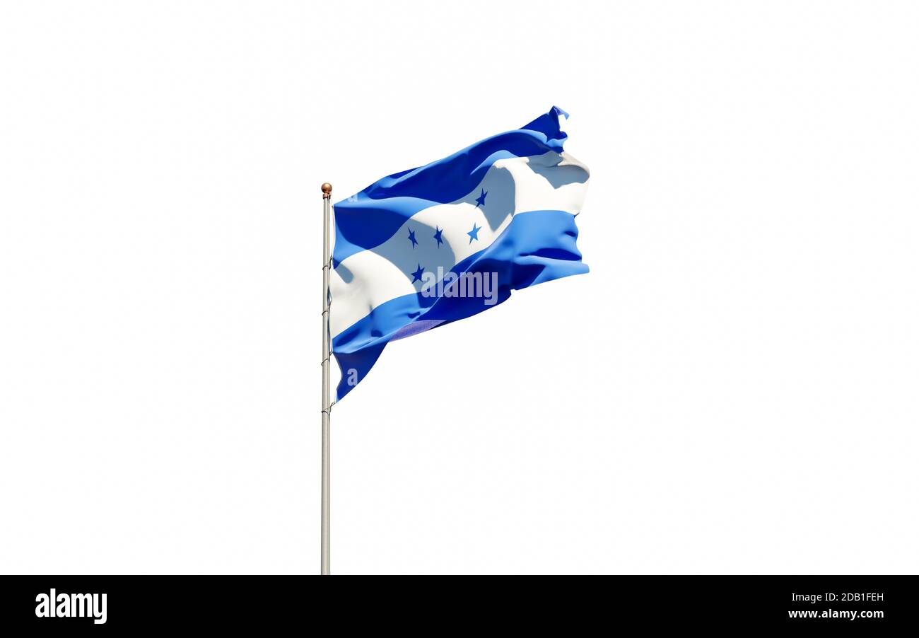 Beautiful national state flag of Honduras on white background. Isolated ...