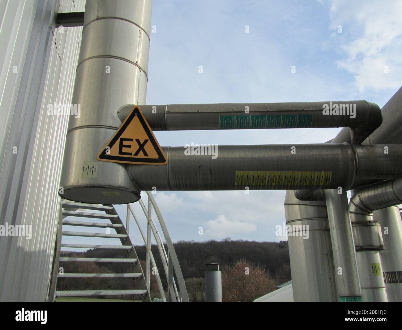 Piping on a biogas plant. Raw biogas pipes Stock Photo - Alamy