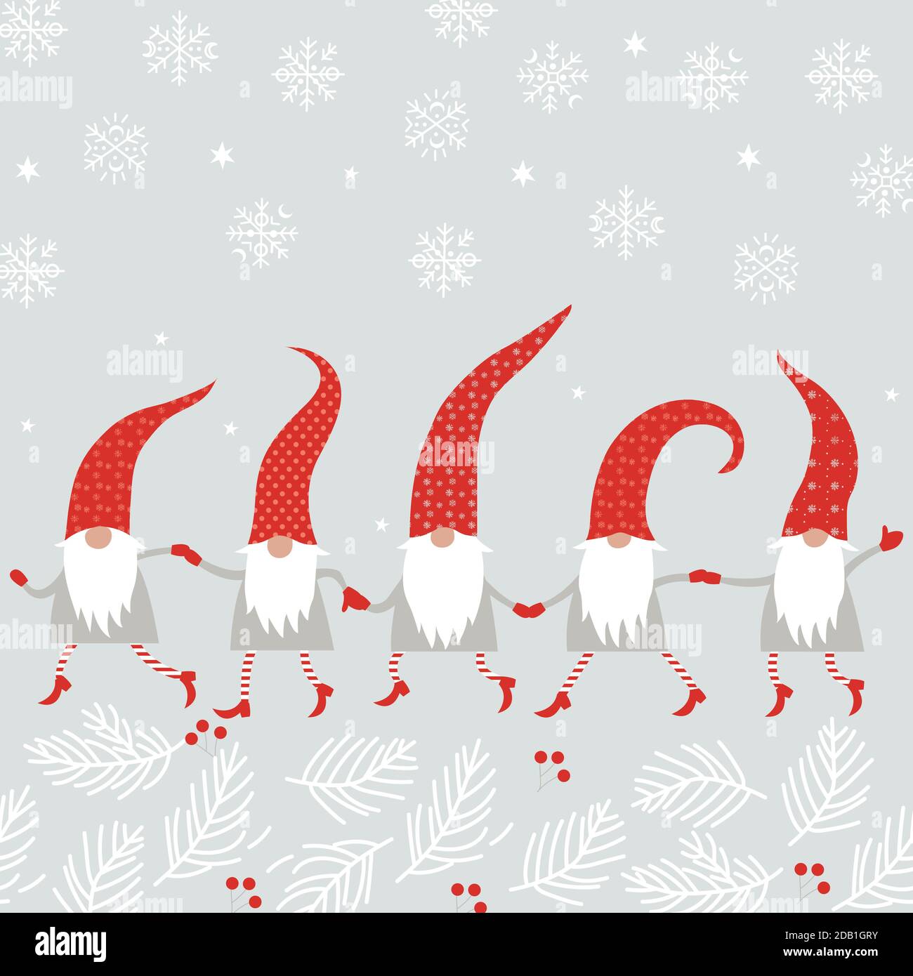 Christmas Gnome Vector Illustration in red hats Stock Vector Image ...