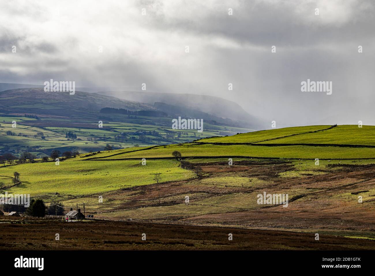 Rain storm over the Denbigh Moors, North Wales Stock Photo - Alamy