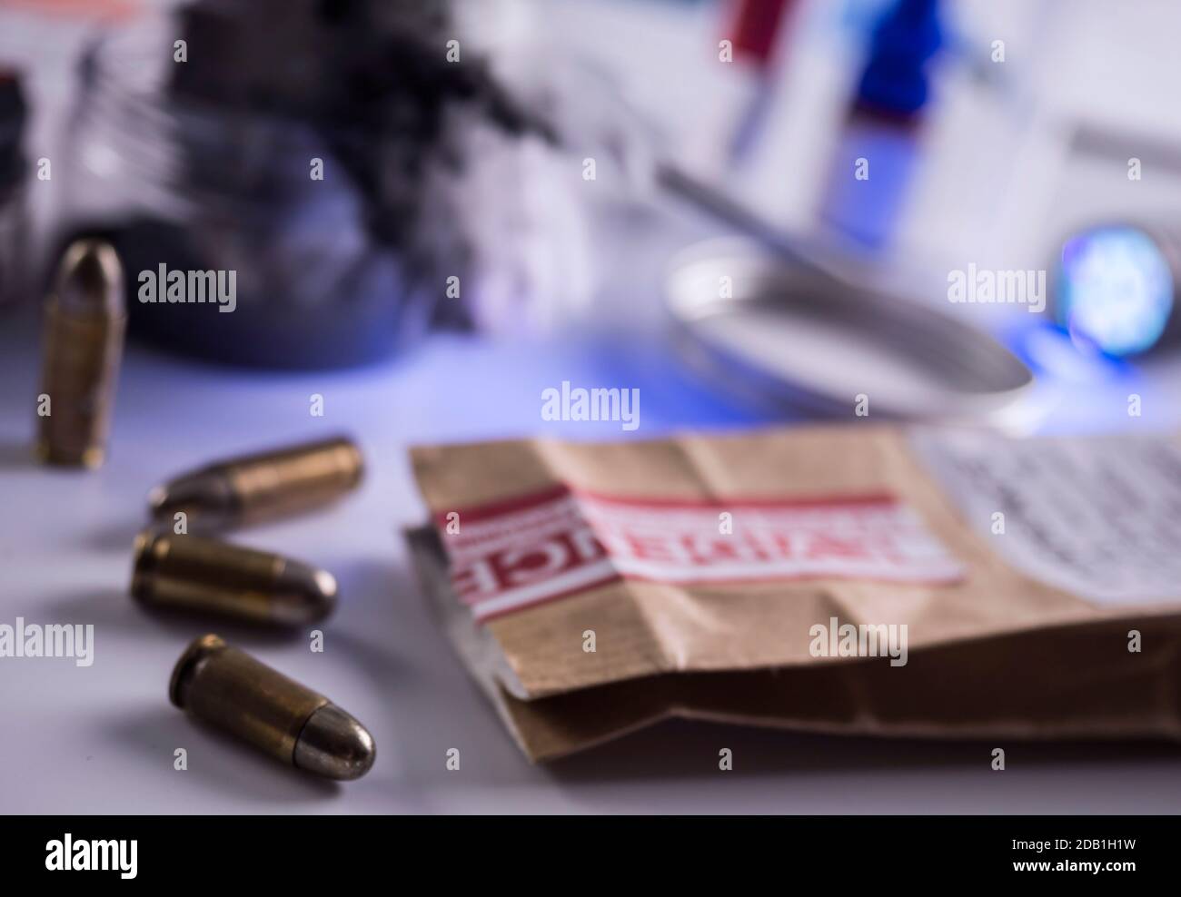 Criminalistic Laboratory, Bullet shell analysis, conceptual image Stock ...