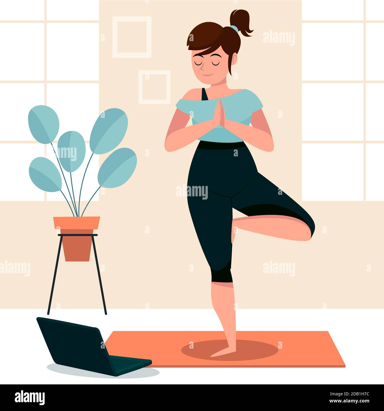 Hand drawn woman doing yoga Vector illustration Stock Vector Image ...