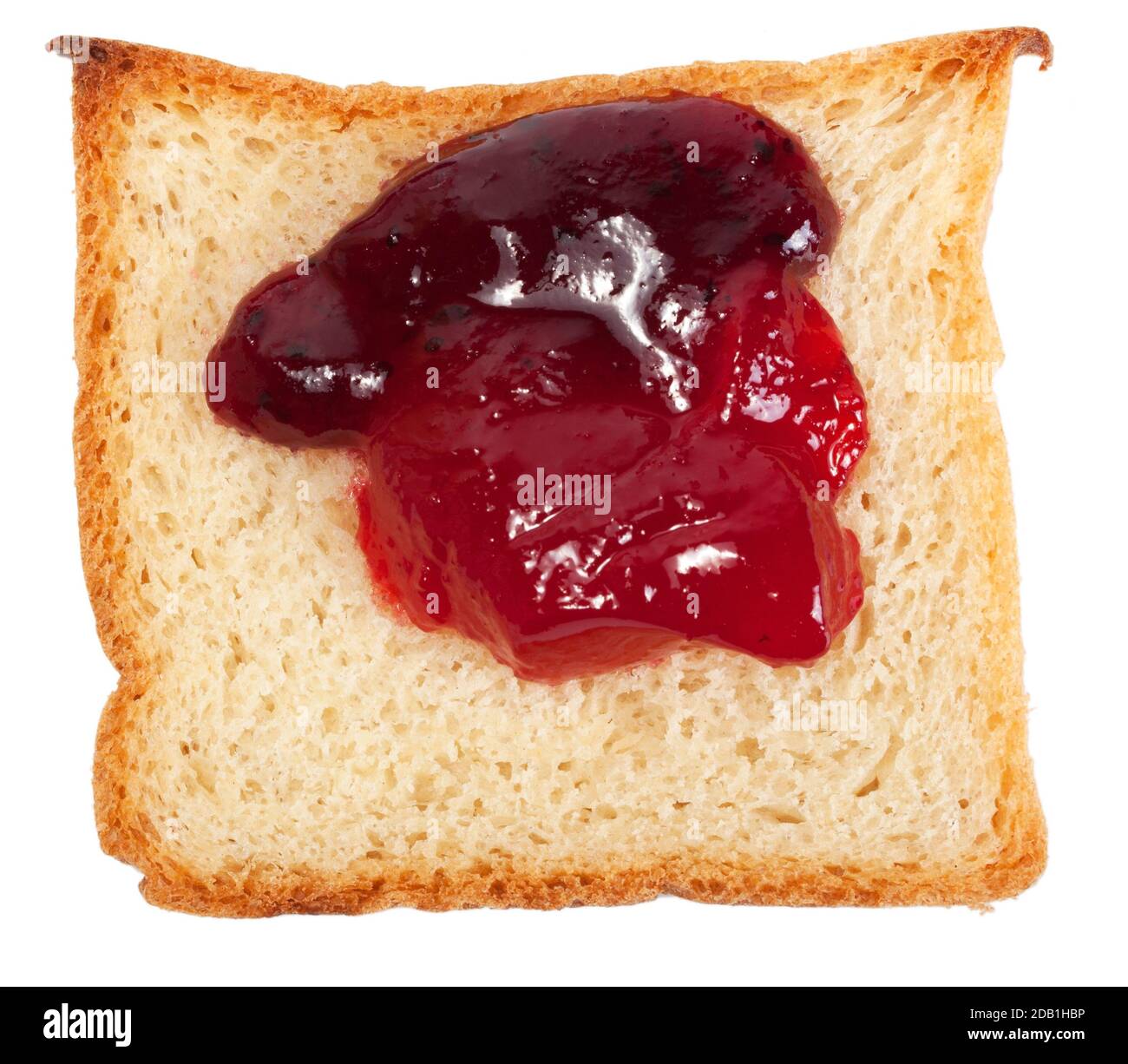 slice of bread with strawberry jam isolated on white background Stock ...