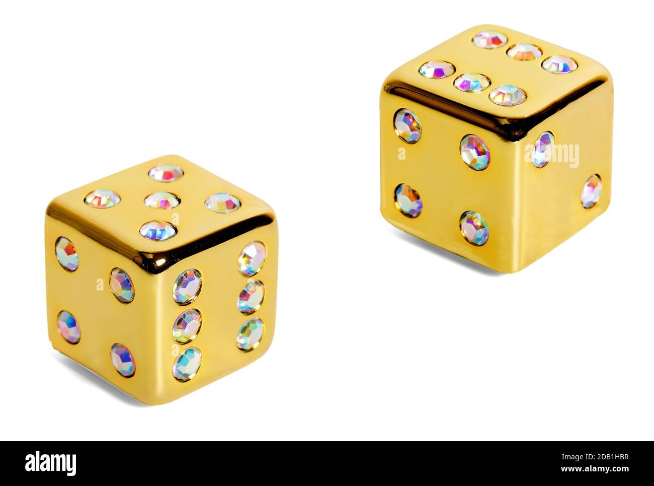 dice golden diamonds isolated on white background Stock Photo - Alamy