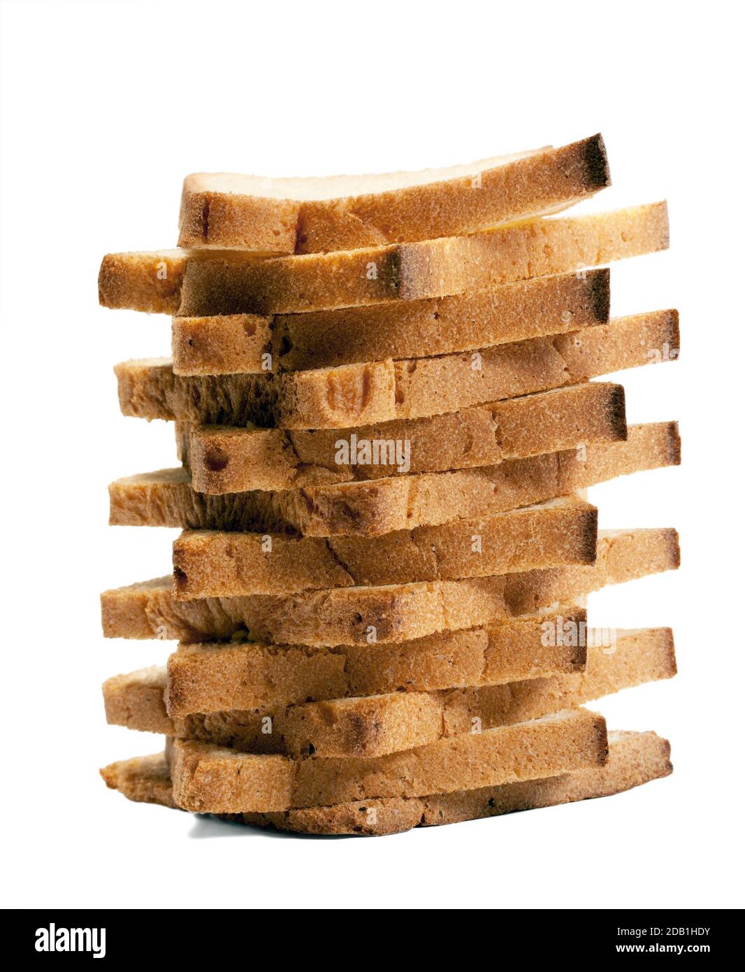 slices of crispy toast tower isolated on white background Stock Photo ...