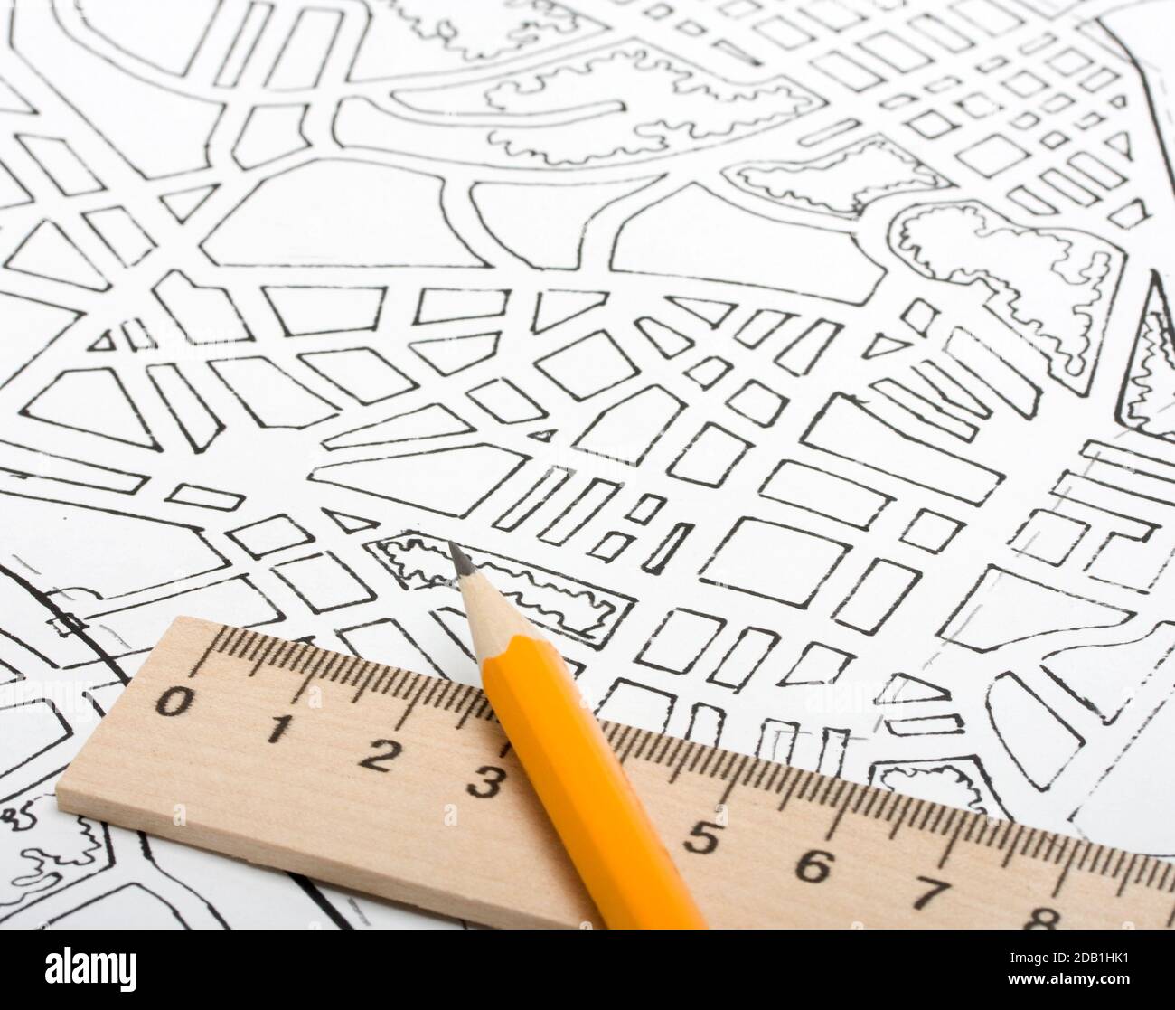 architectural drawings plan city river concept Stock Photo - Alamy
