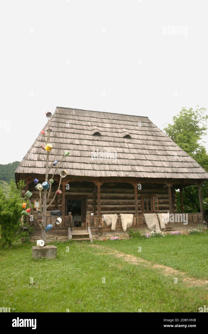Dragomiresti, Maramures, Romania. An early 18th century wooden house ...