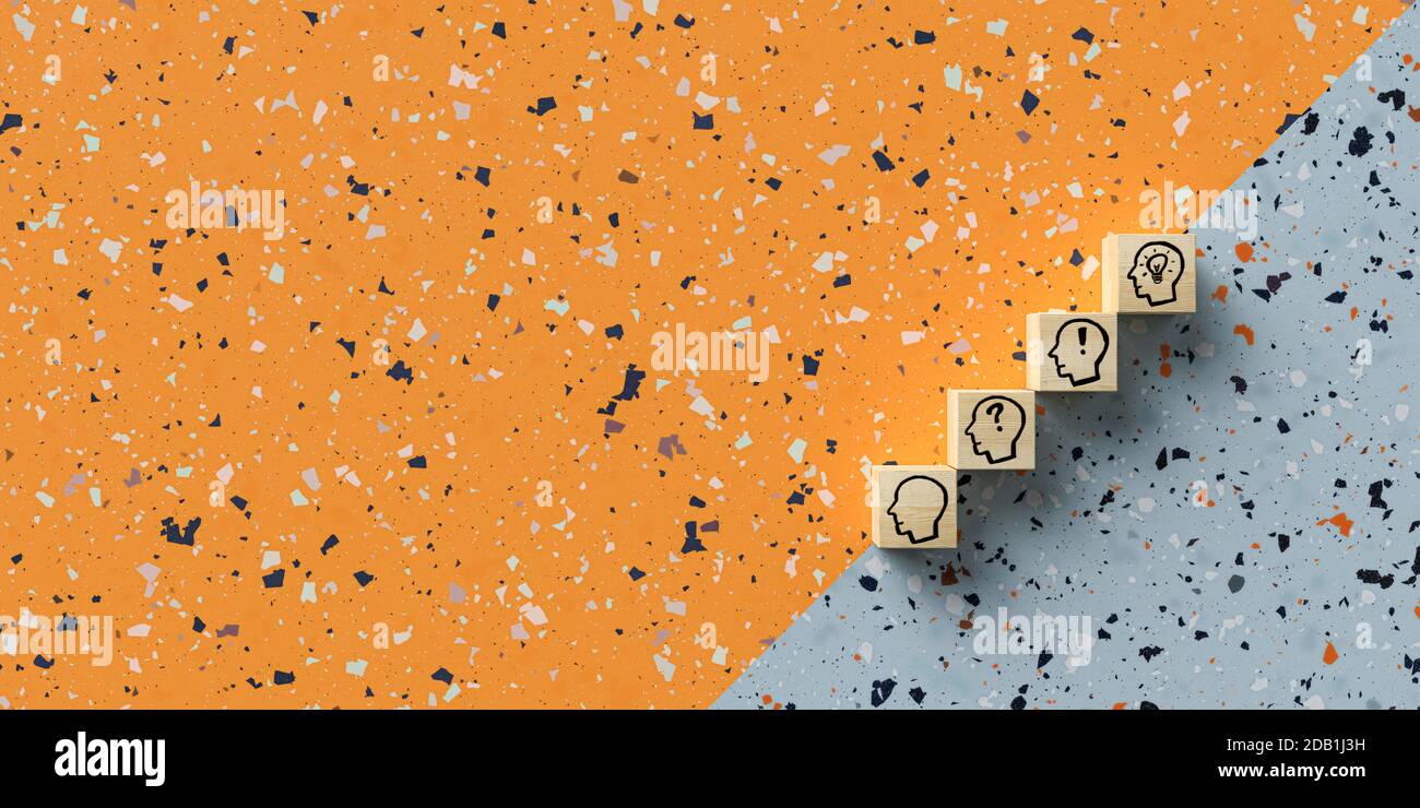 cubes showing a brainstorming session on colorful background - 3d illustration Stock Photo - Alamy