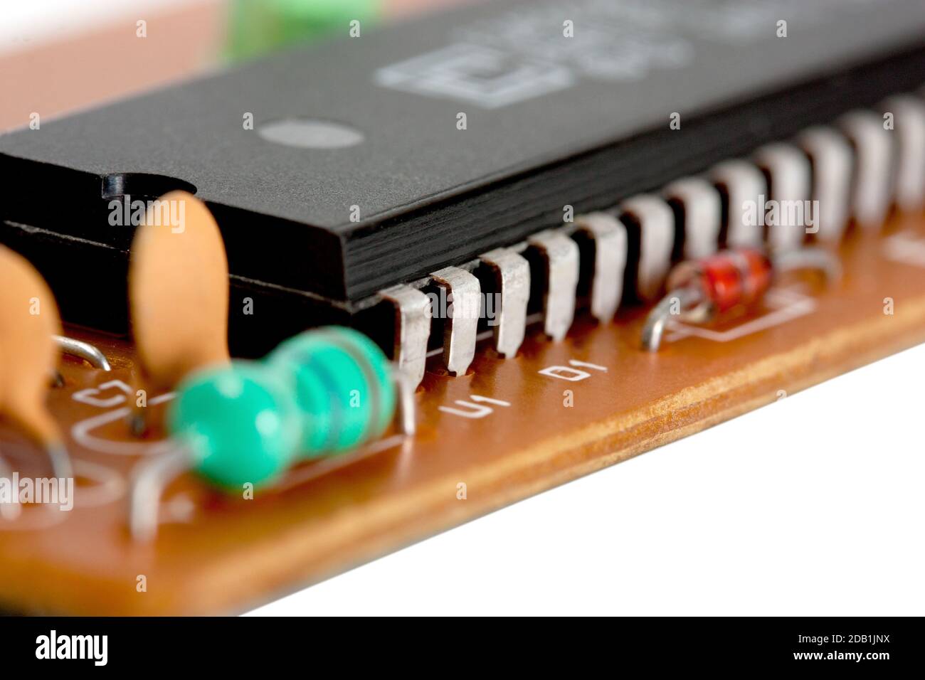 Electronic circuit chip on board isolated on white background Stock ...