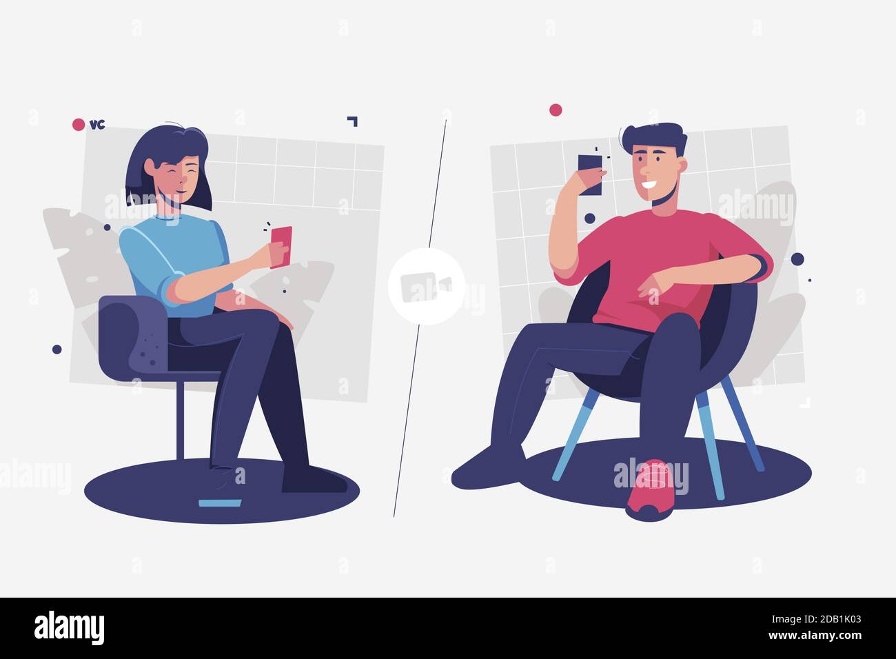 Friends video calling on phones Vector illustration Stock Vector Image ...