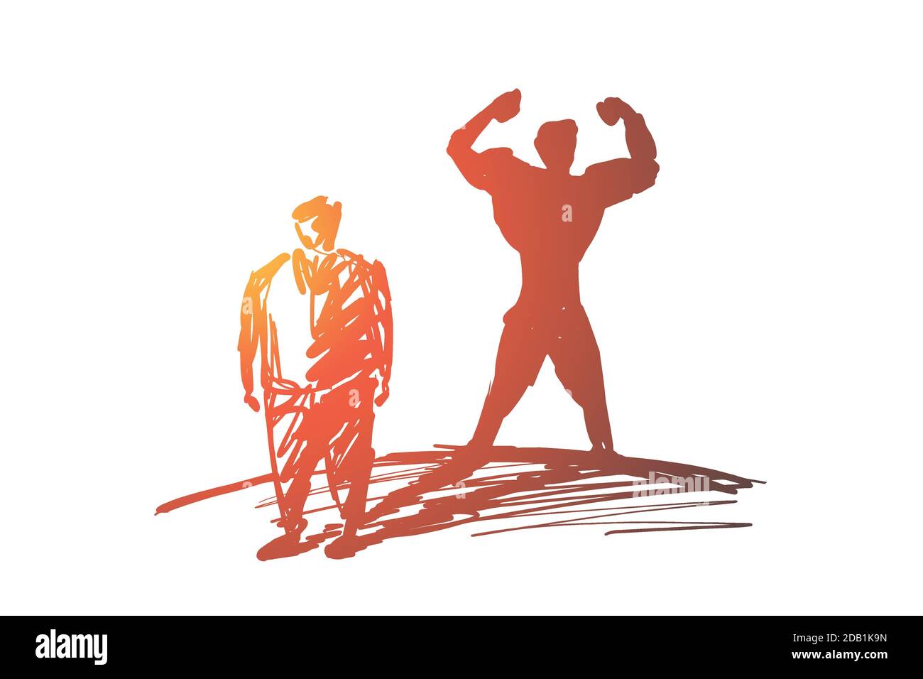 Hand drawn fat man with strong body shadow behind Stock Vector Image ...