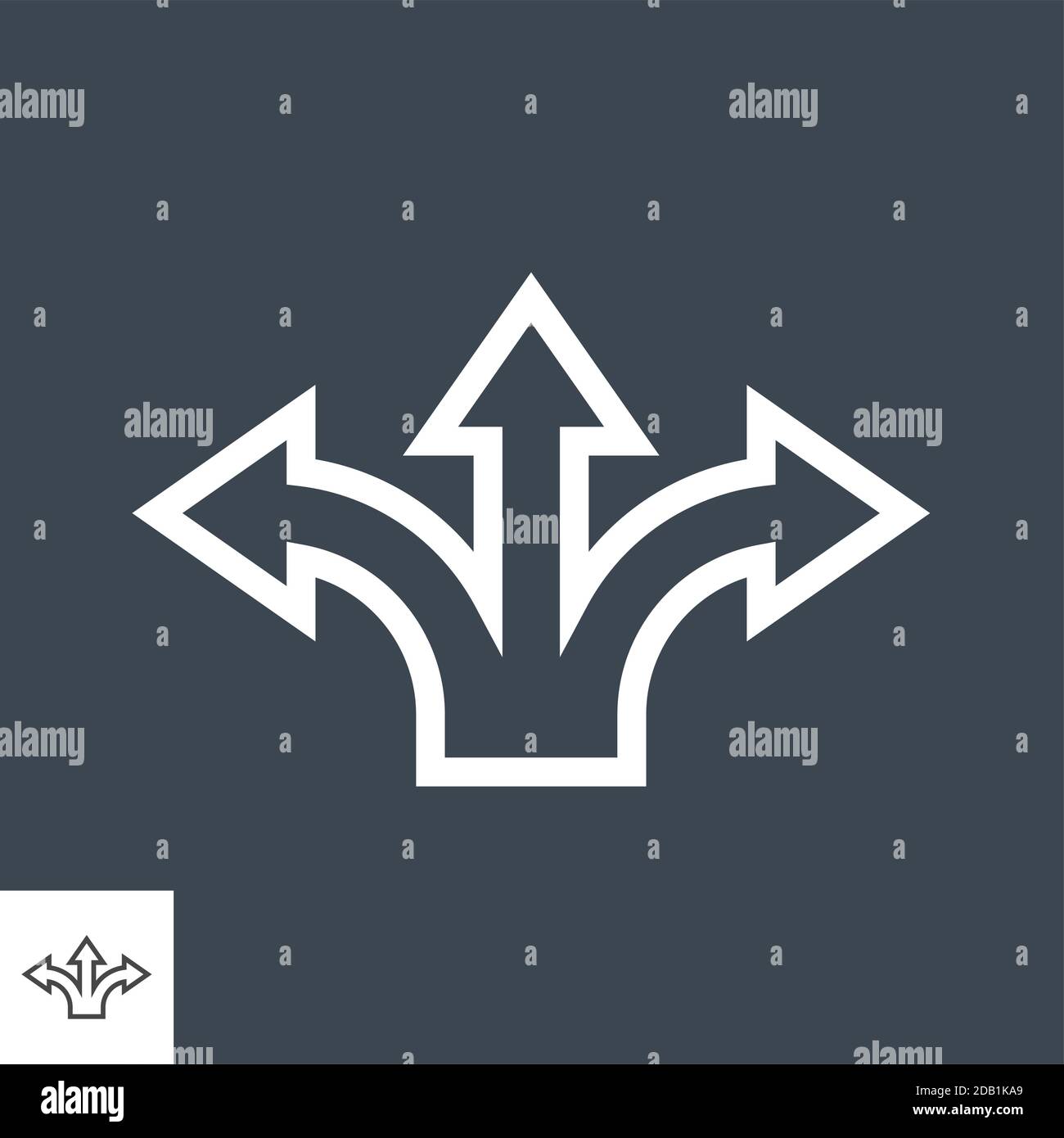 Three-Way Direction Arrow Thin Line Vector Icon Stock Vector Image ...