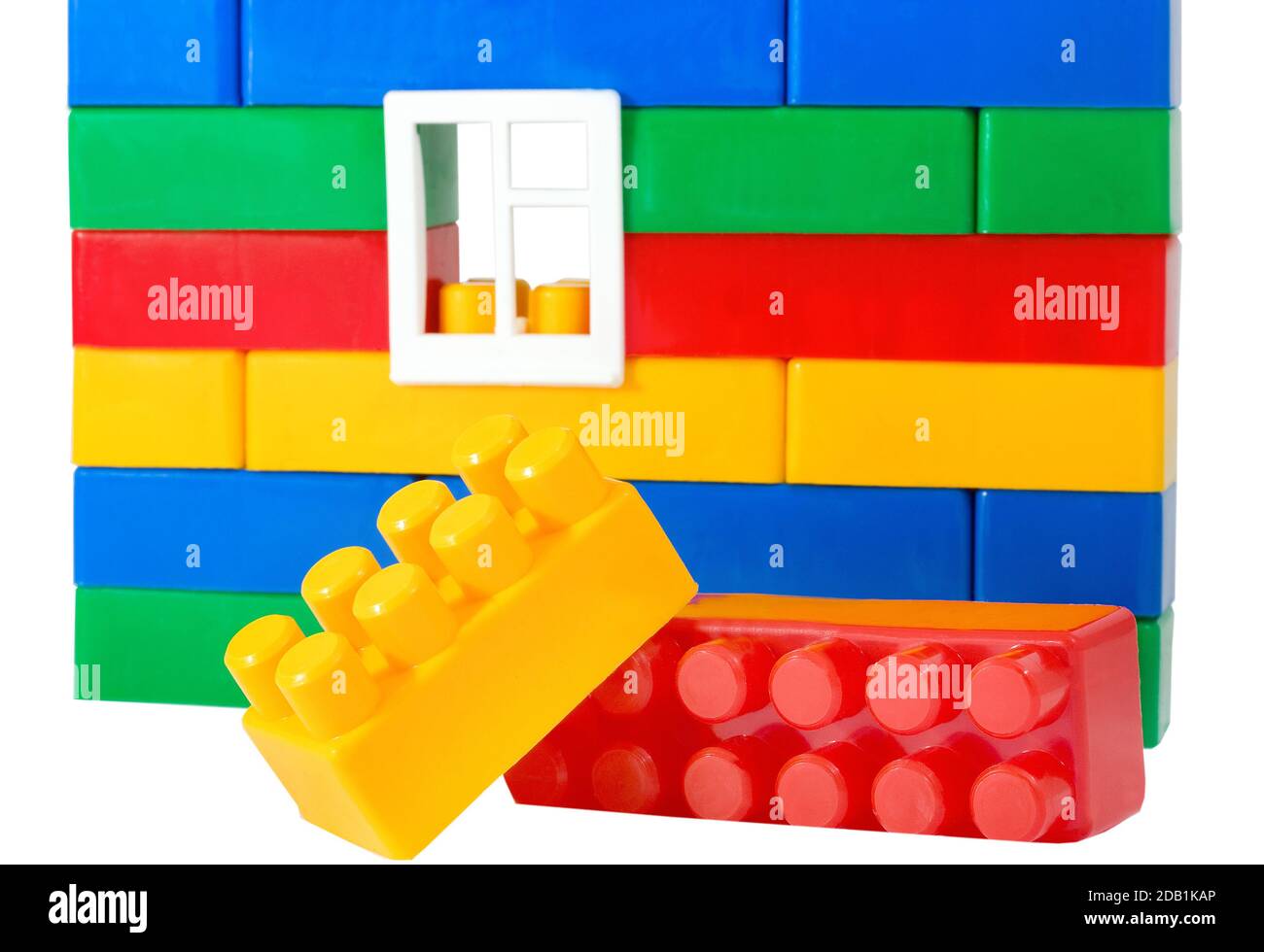 Set color building blocks on white isolated background Stock Photo - Alamy