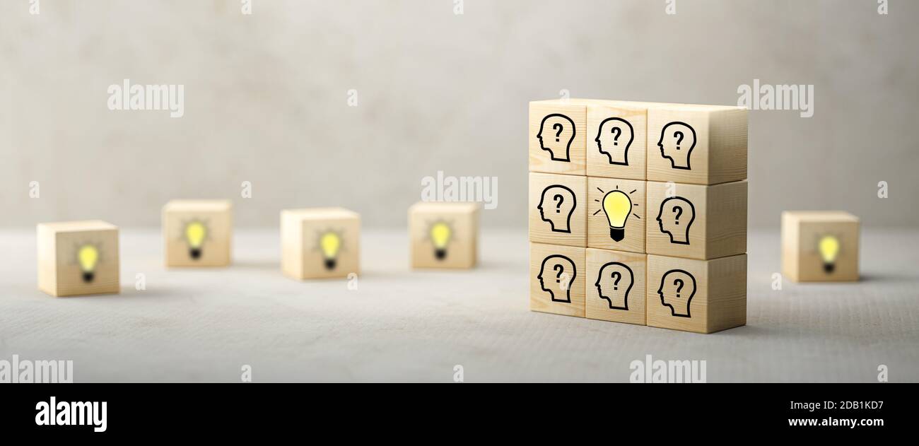 cubes showing a brainstorming session on concrete background - 3d ...