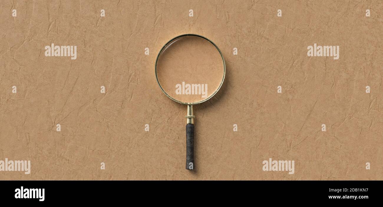magnification glass on empty paper background - 3d illustration Stock ...