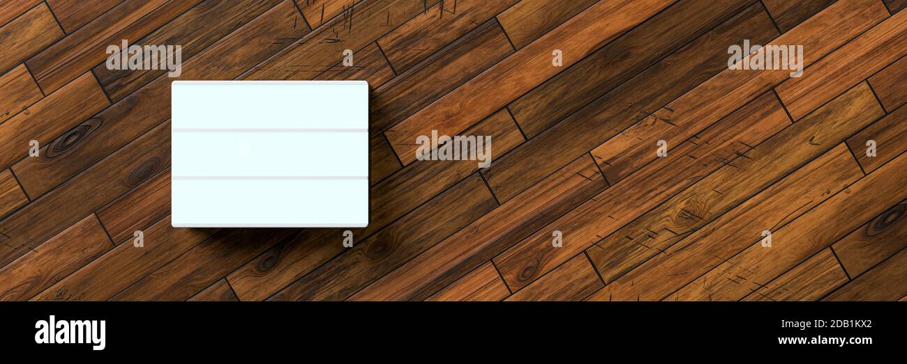 empty lightbox for own message on wooden background - 3d illustration ...