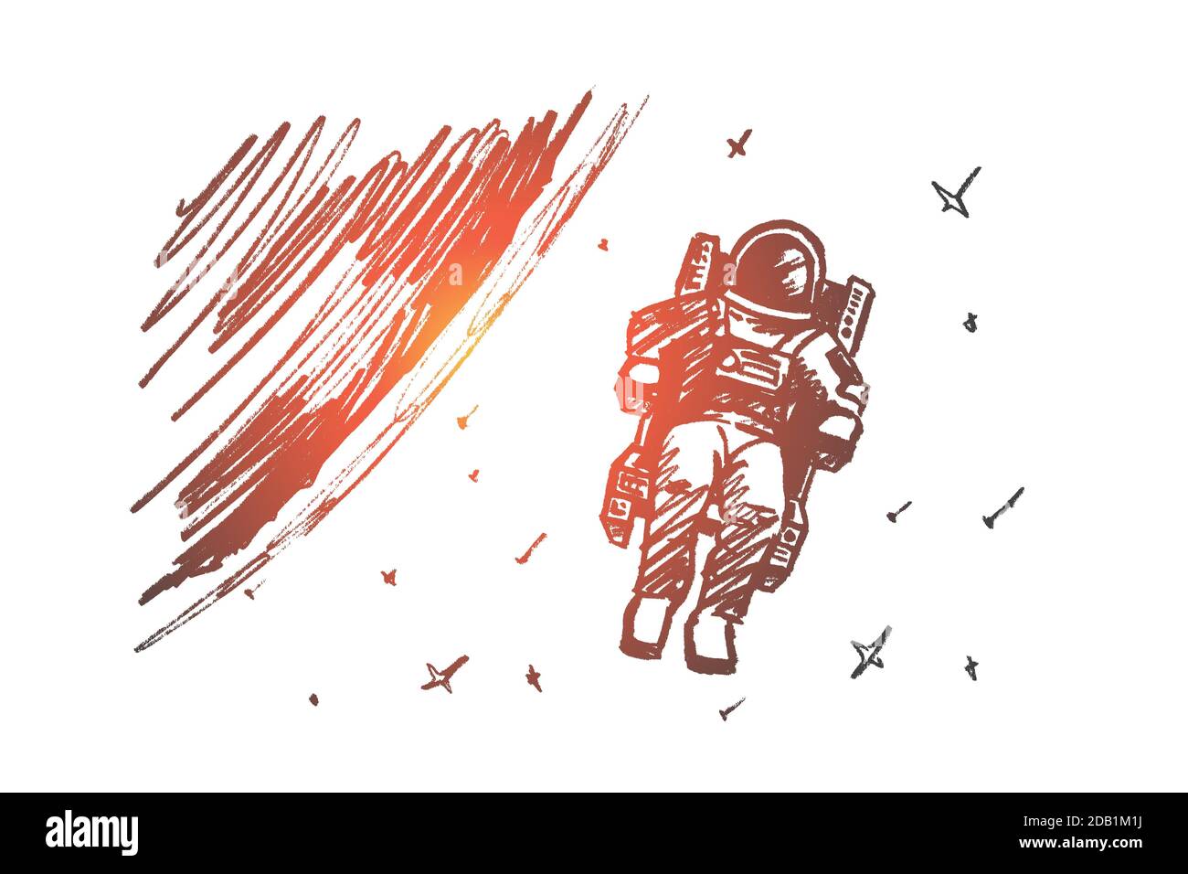 Hand drawn astronaut floating in outer space Stock Vector Image & Art ...