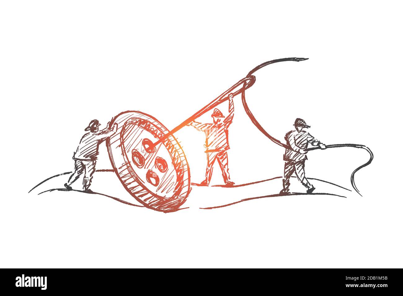 Hand drawn people sewing button together in team Stock Vector Image ...