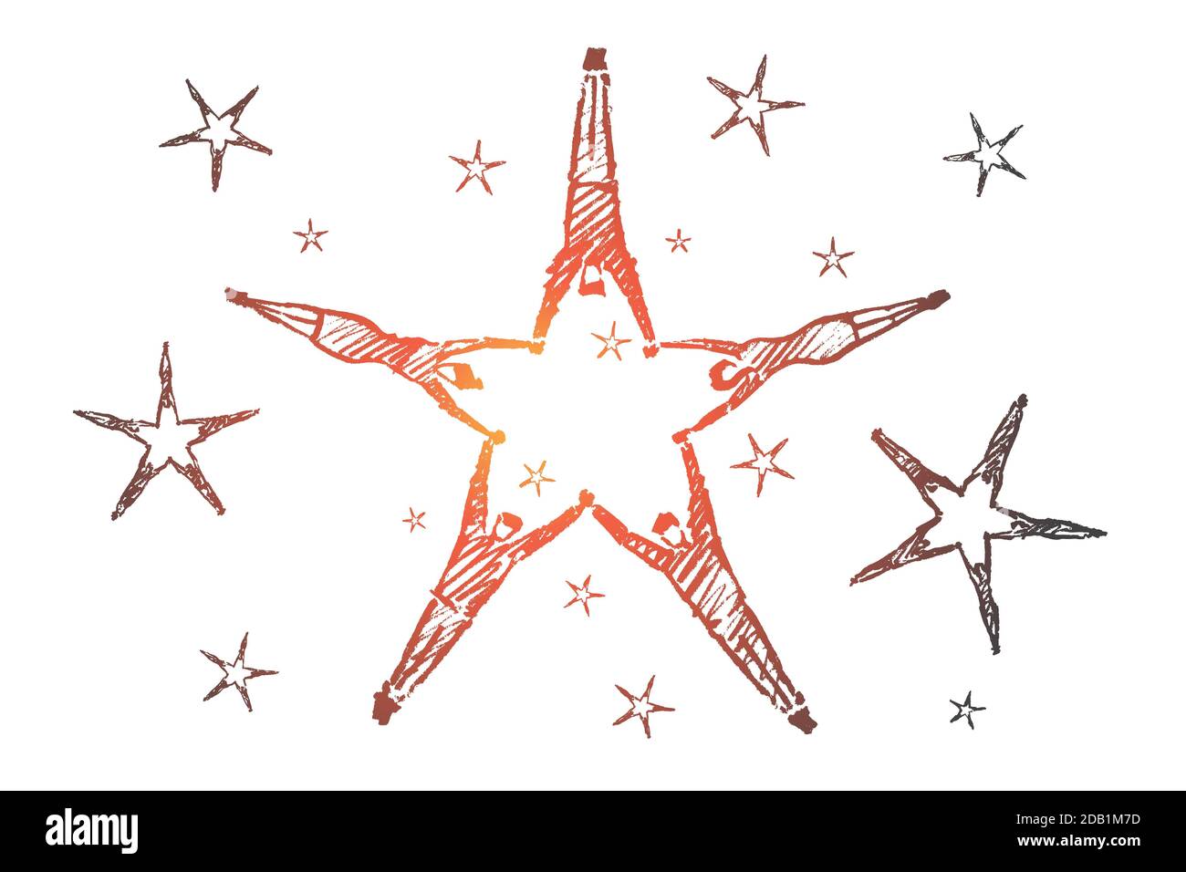 Hand drawn star formed by lying peoples hands Stock Vector Image & Art ...