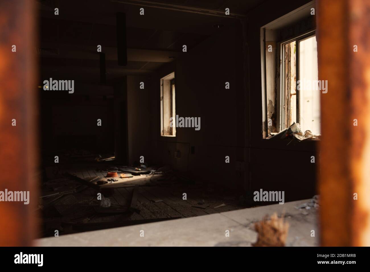 Decay, poverty, economic crisis, depression concept. Destroyed room in ...