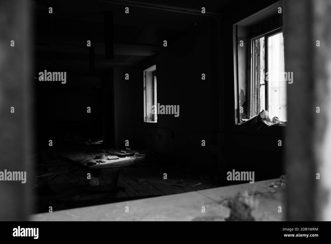 Broken glass wooden floor Black and White Stock Photos & Images - Alamy
