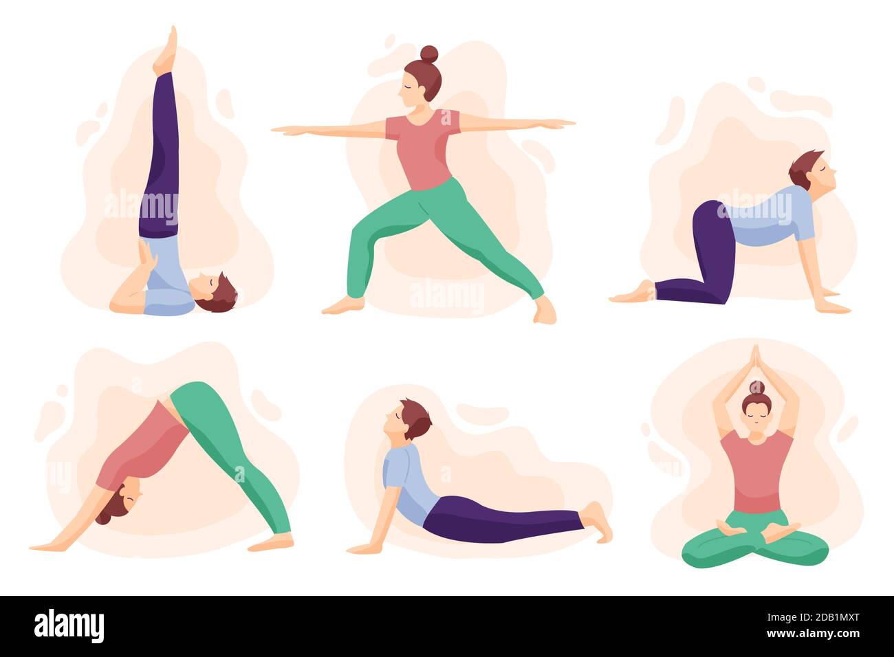 Hand drawn people doing yoga Vector illustration Stock Vector Image ...
