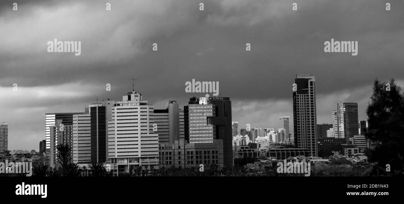 TEL AVIV, ISRAEL - MARCH 7, 2019: Cityscape of Tel-Aviv downtown before ...