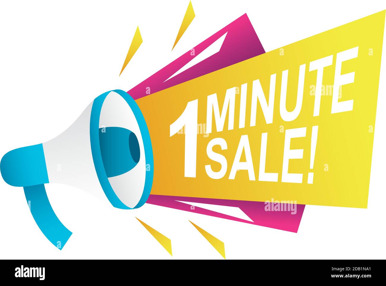 one minute sale countdown badge with megaphone vector illustration ...