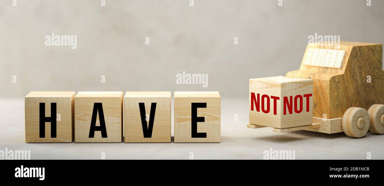 wooden forklift is transporting off a cube to alter a message from HAVE ...