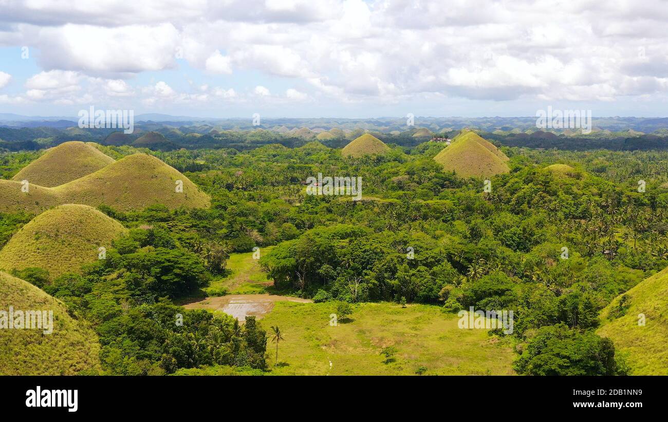 Tropical landscape: Chocolate hills is a famous tourist attraction on ...