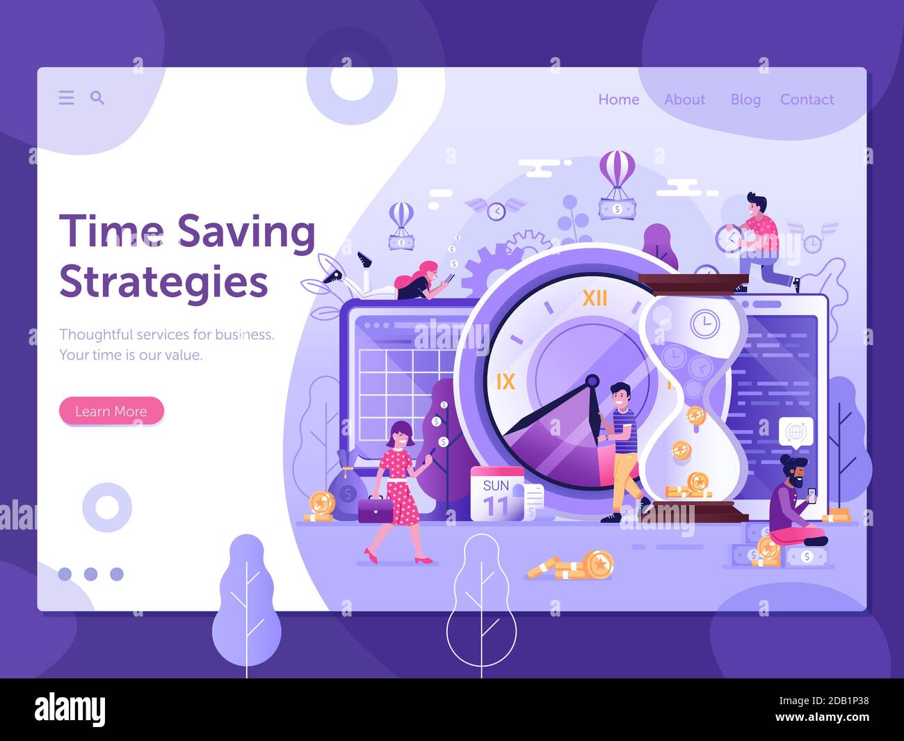 Time Saving Strategy Web Banner Template Design Stock Vector Image ...
