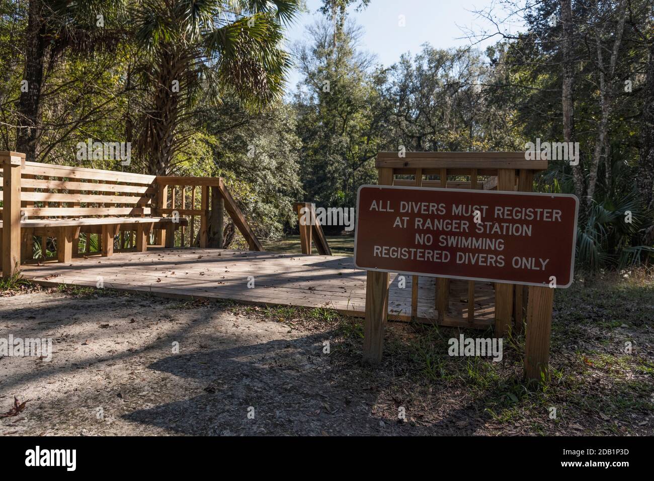 Manatee Springs Florida USA Divers Cave water entrance Stock Photo - Alamy