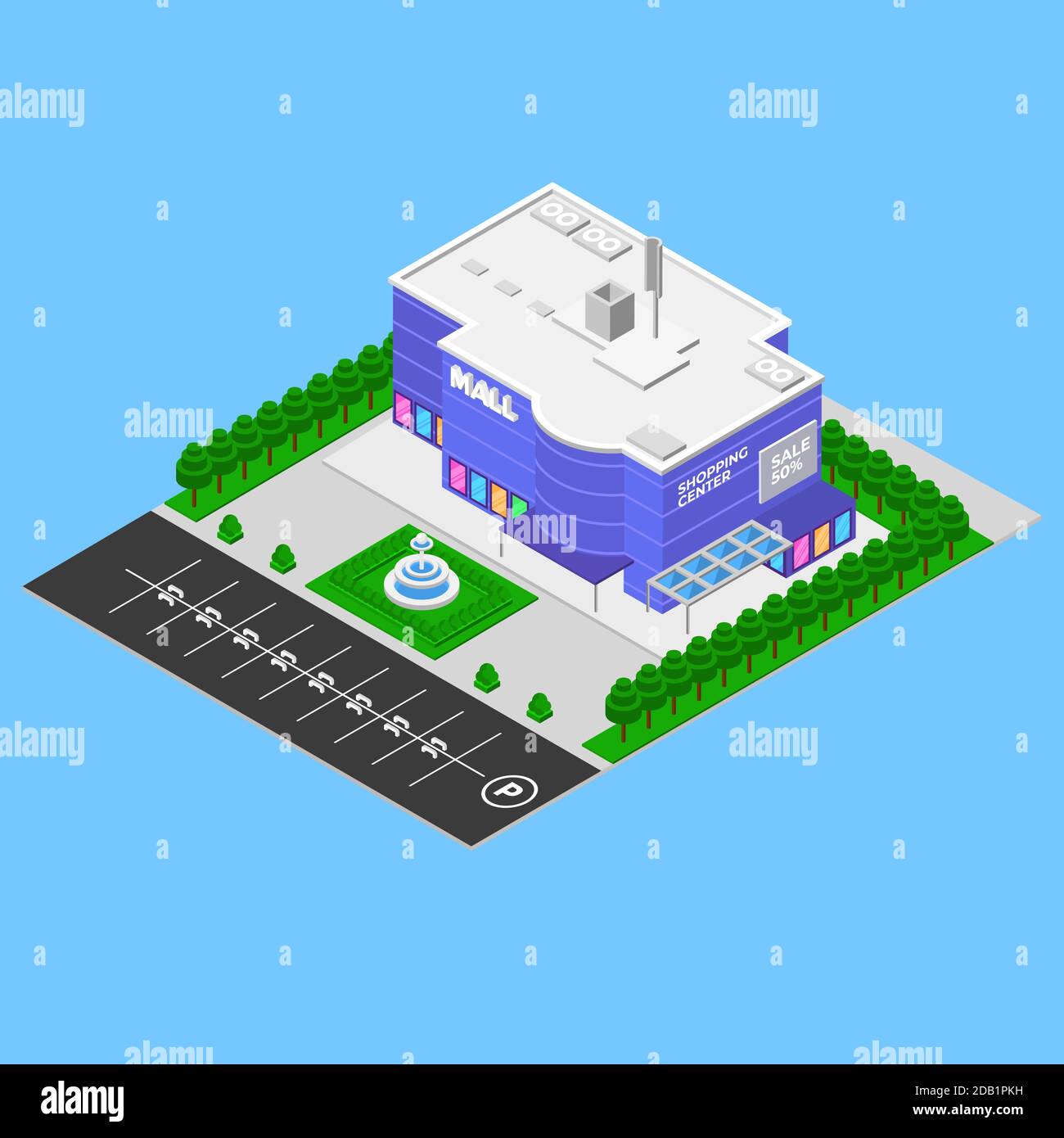 Isometric shopping center concept Vector illustration Stock Vector ...