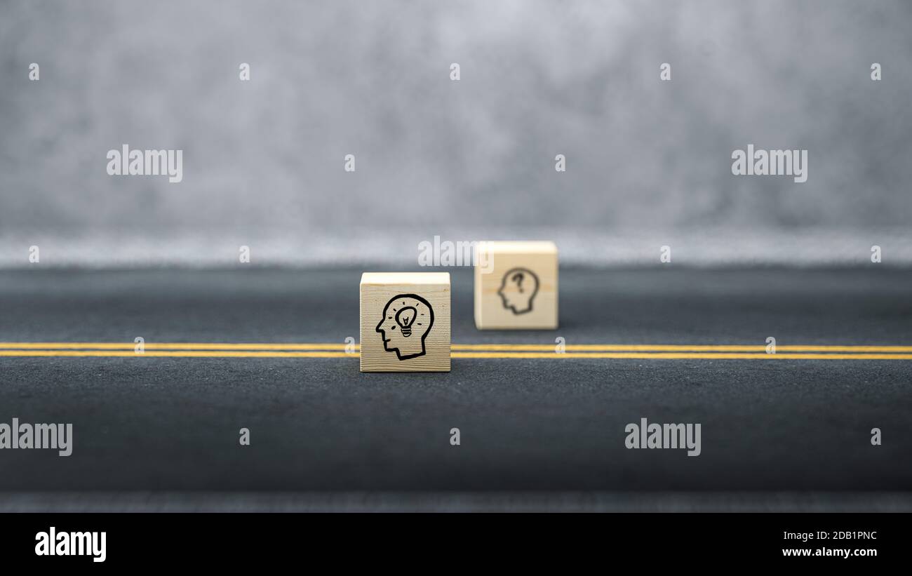 cubes with idea symbols on a road - 3d illustration Stock Photo - Alamy