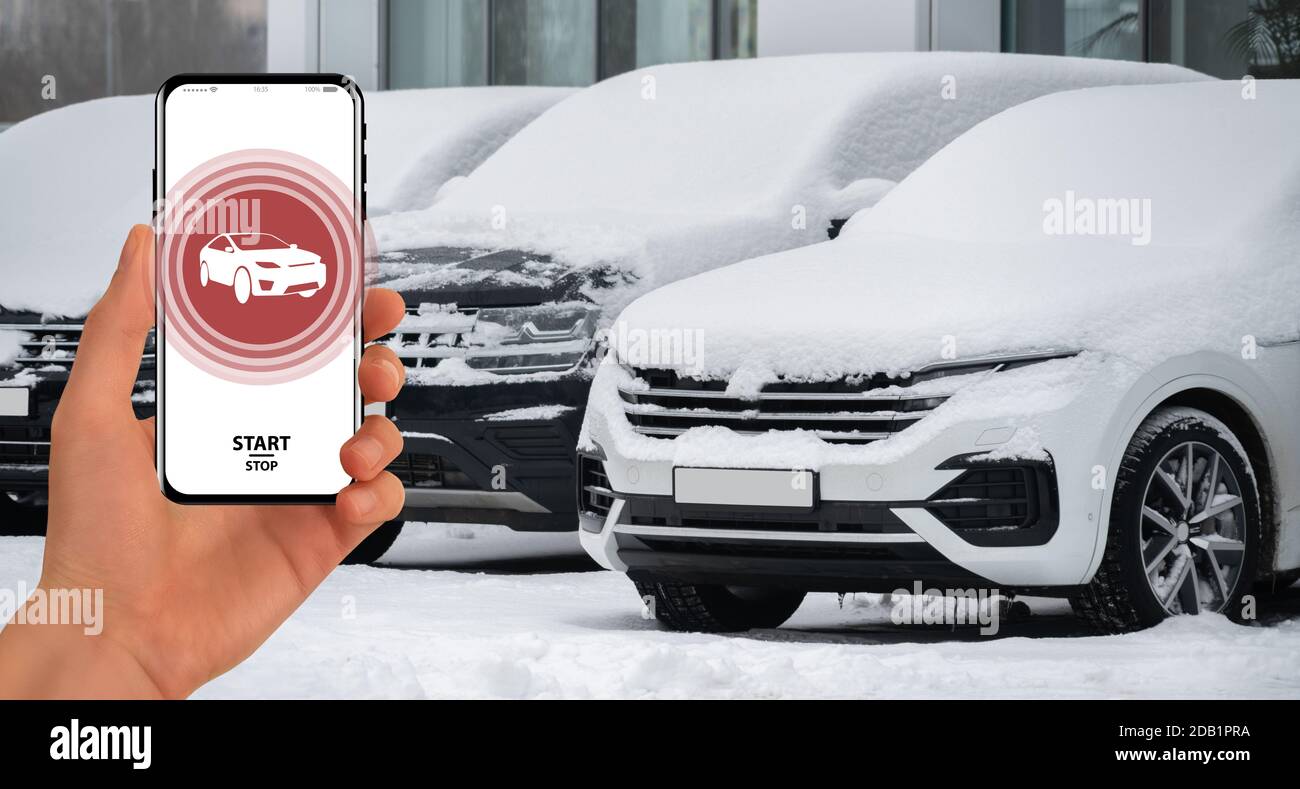 Application for remote engine start and car warm-up Stock Photo - Alamy