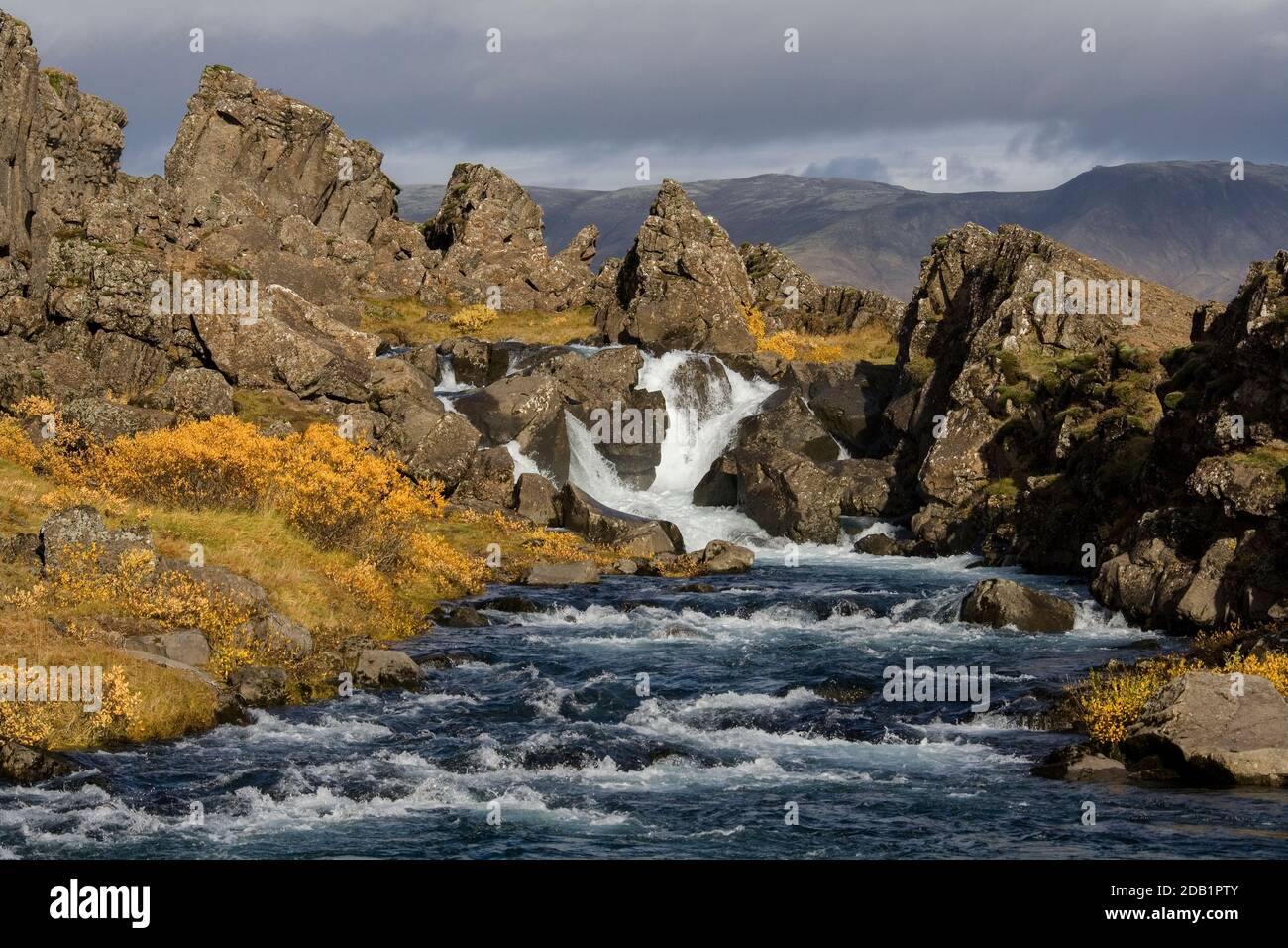 River in a part of the rift valley at Thingvellar (Pingvellar) caused ...